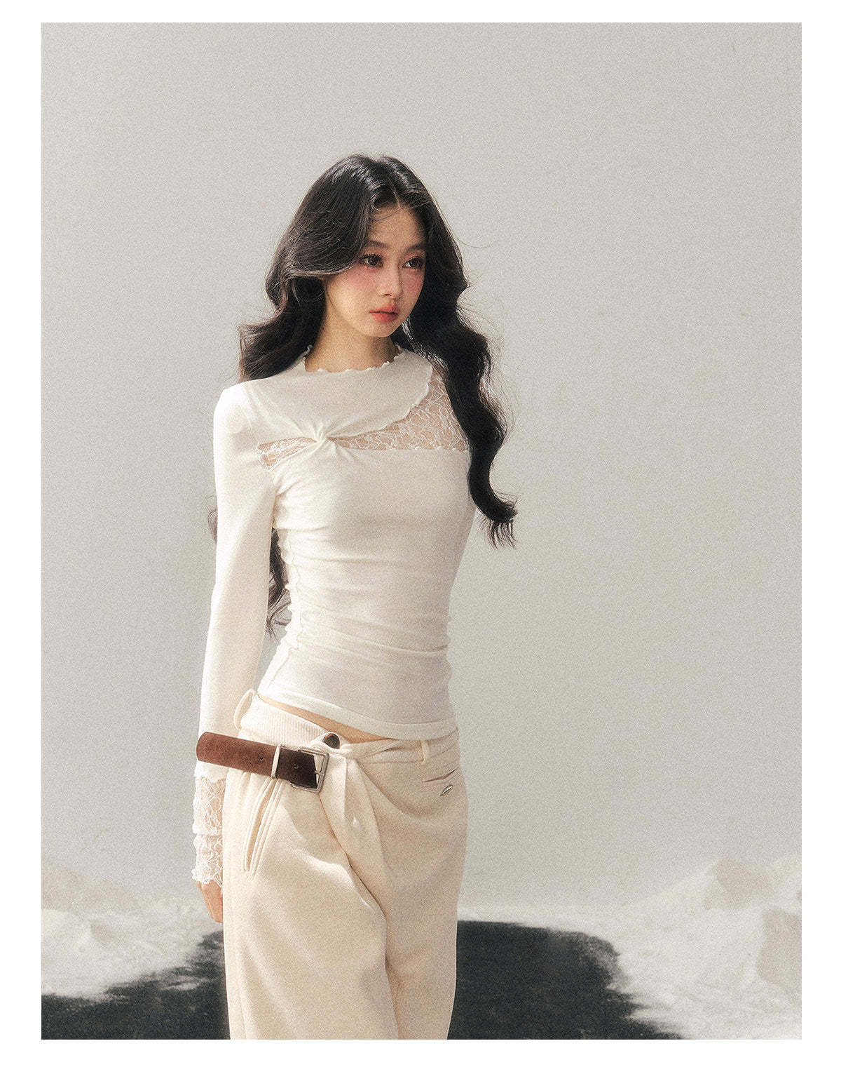 ShaoYeYan Aomalm Reality and Illusion Intertwined Semi-Turtleneck Lace ...