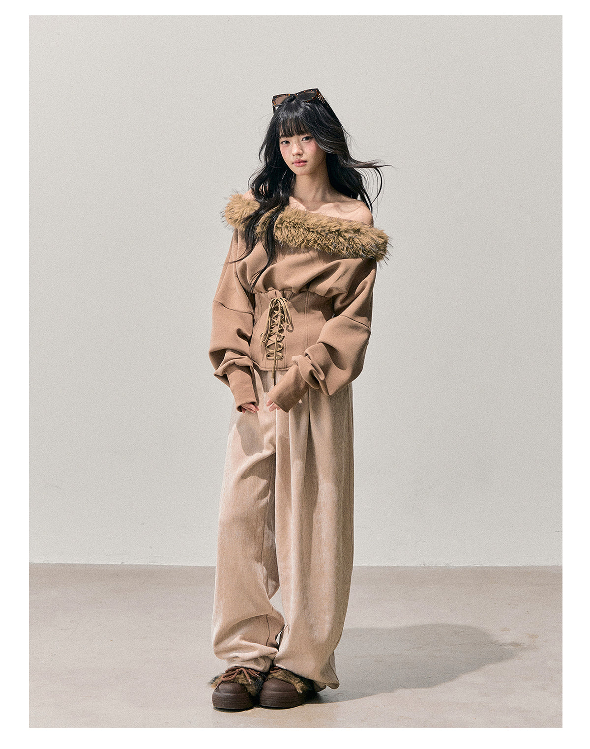 ShaoYeYan Aomalm Sunset Warmth Off-Shoulder French Plush Top – Chérie ...