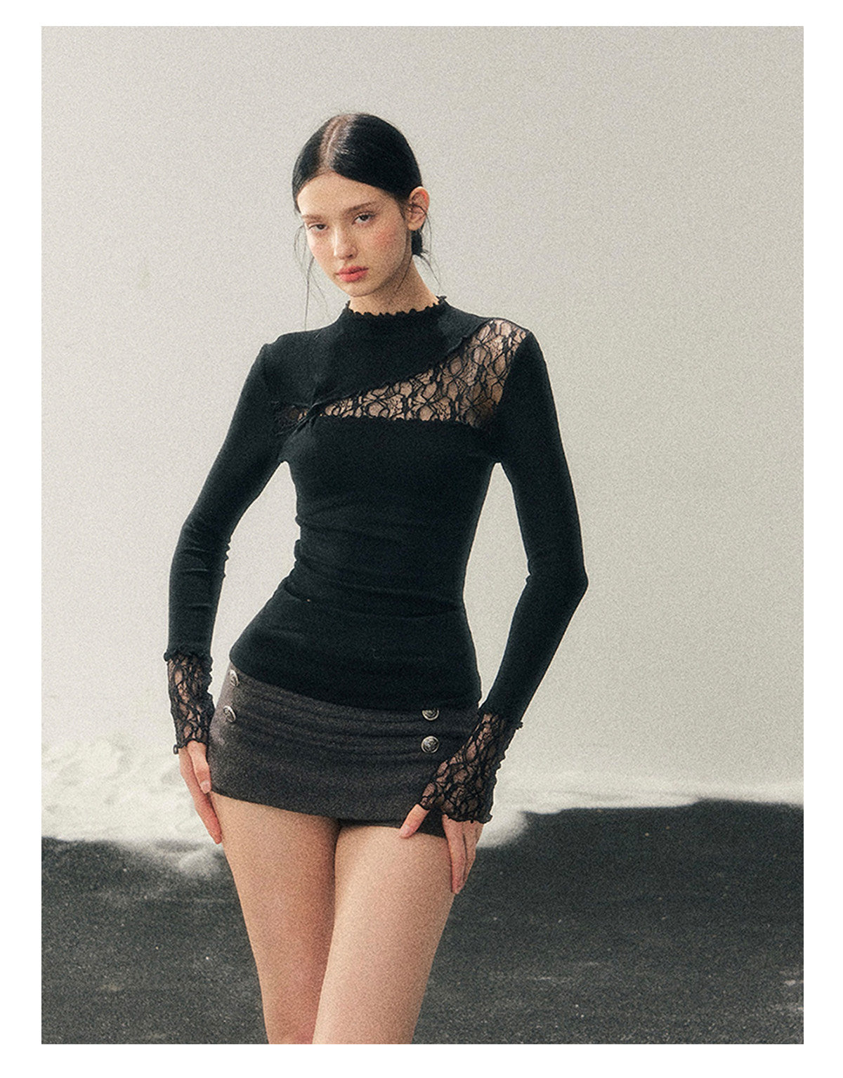 ShaoYeYan Aomalm Reality and Illusion Intertwined Semi-Turtleneck Lace ...